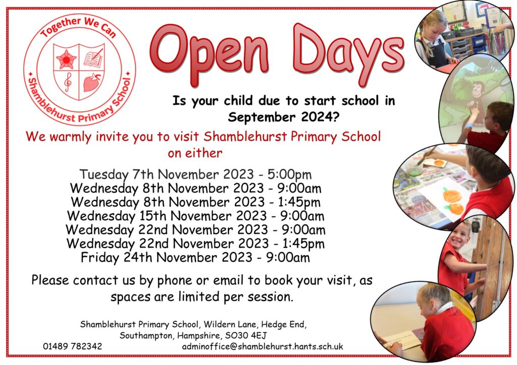 2024 – 2025 Open Days – Shamblehurst Primary School